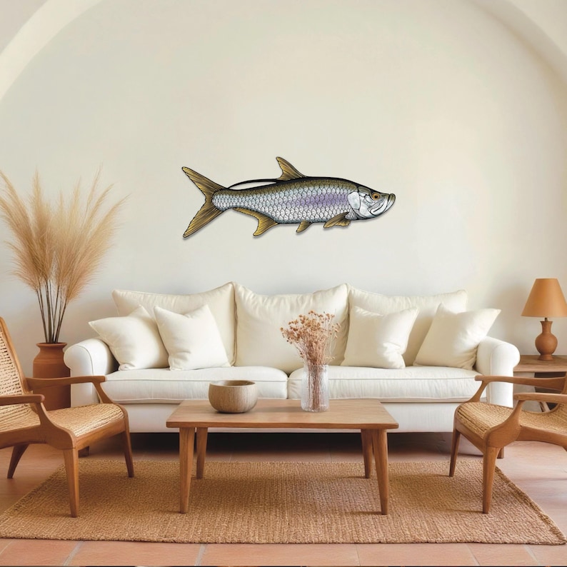 Tarpon || Fish Print Mount Wall Art || Hand Drawn Southern and Coastal ...