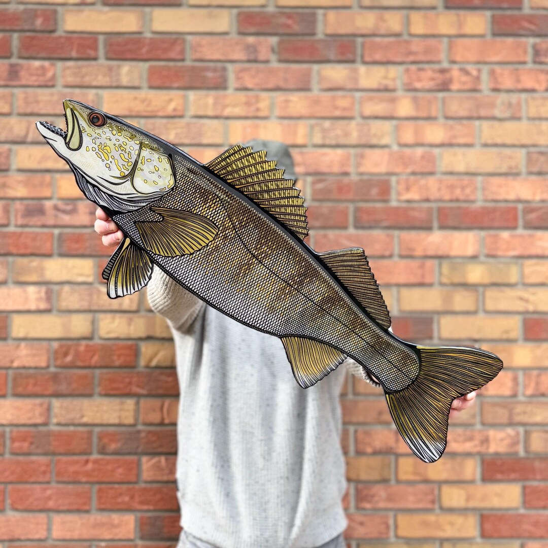 Walleye || Fish Print Mount Wall Art || Hand Drawn Lodge and Cabin ...