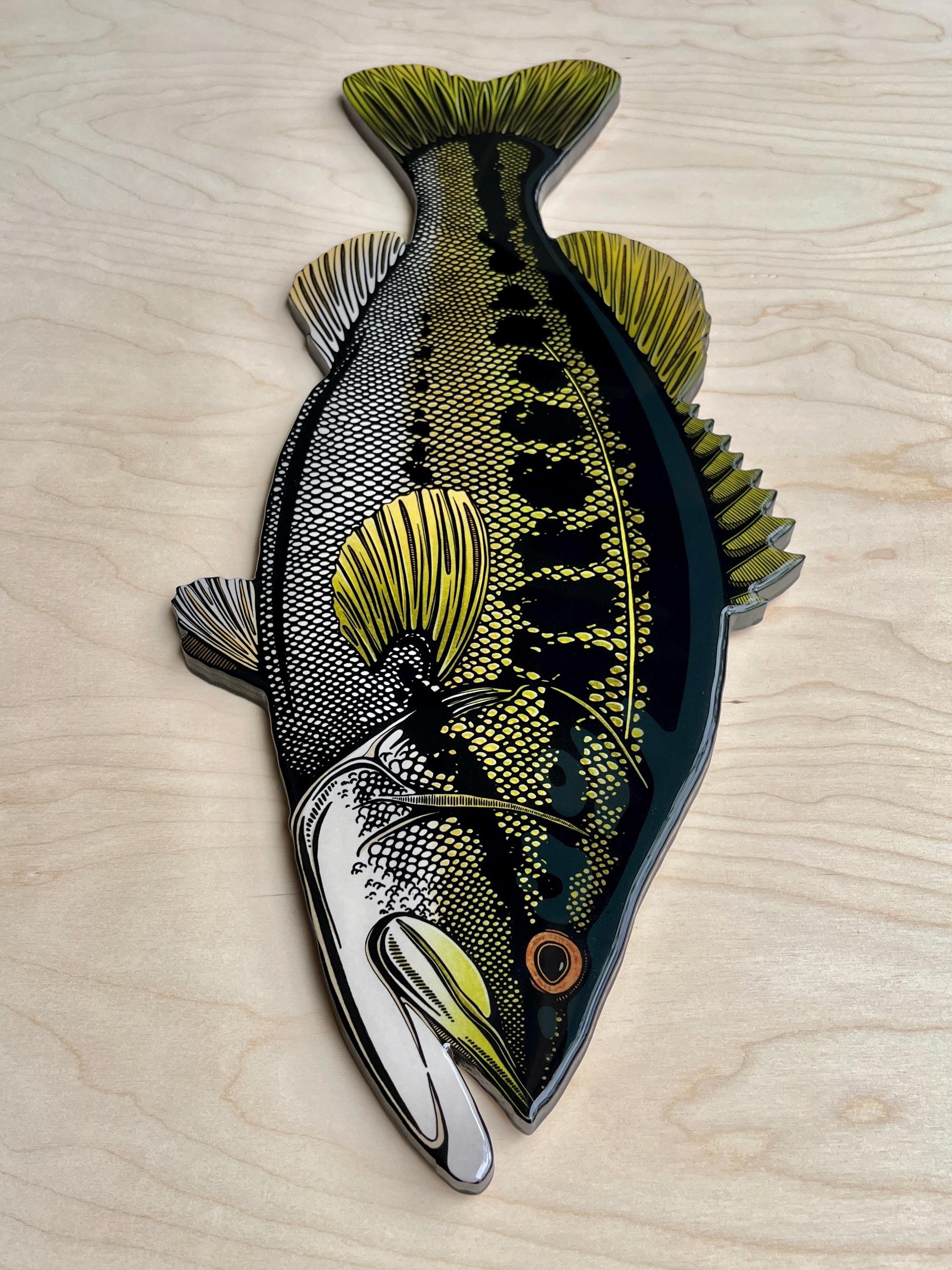 Largemouth Bass || Fish Print Mount Wall Art || Hand Drawn Lodge and ...