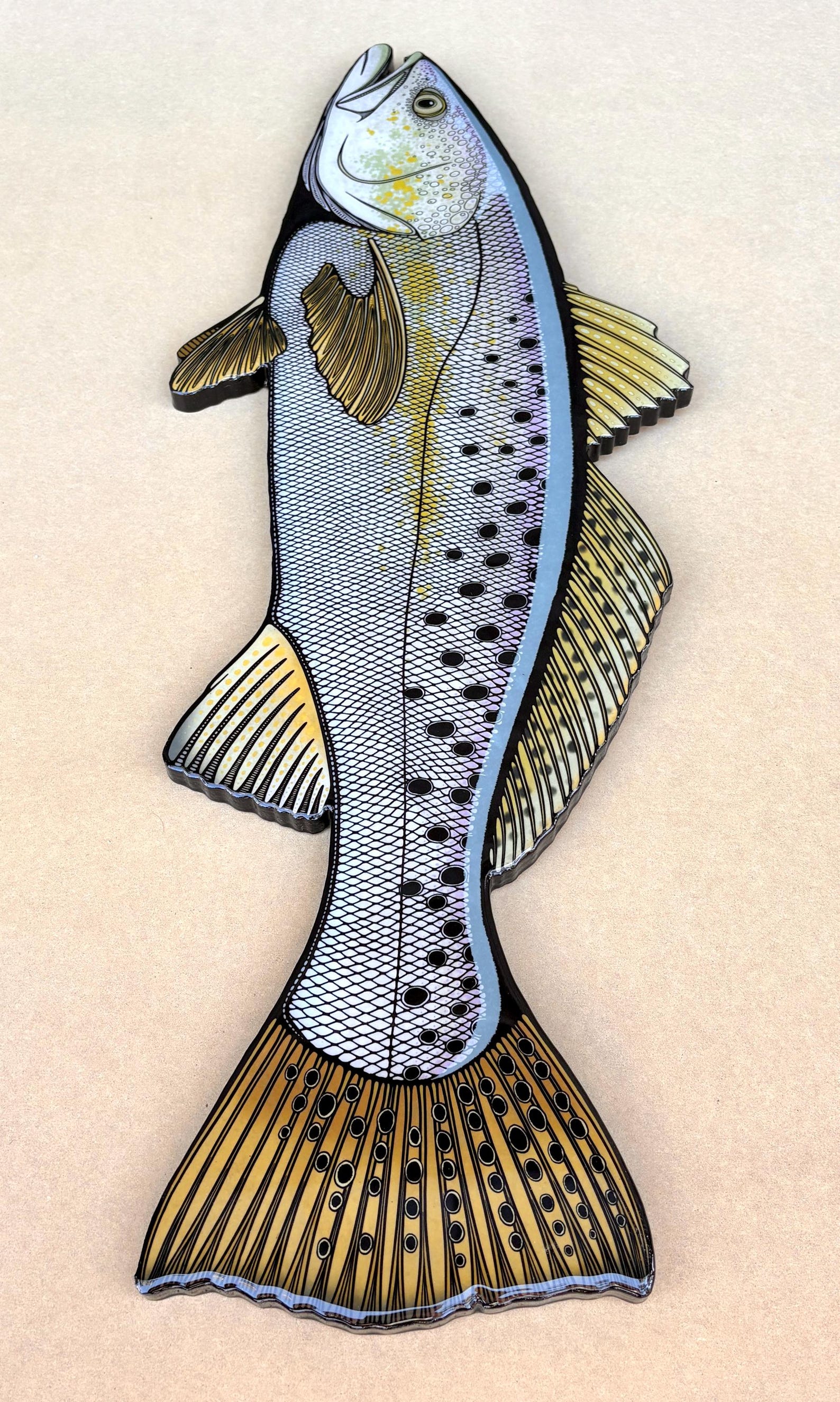 Speckled Trout || Fish Print Mount Wall Art || Hand Drawn Southern and ...