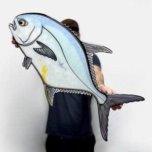 Permit || Fish Print Mount Wall Art || Hand Drawn Nautical and Coastal ...