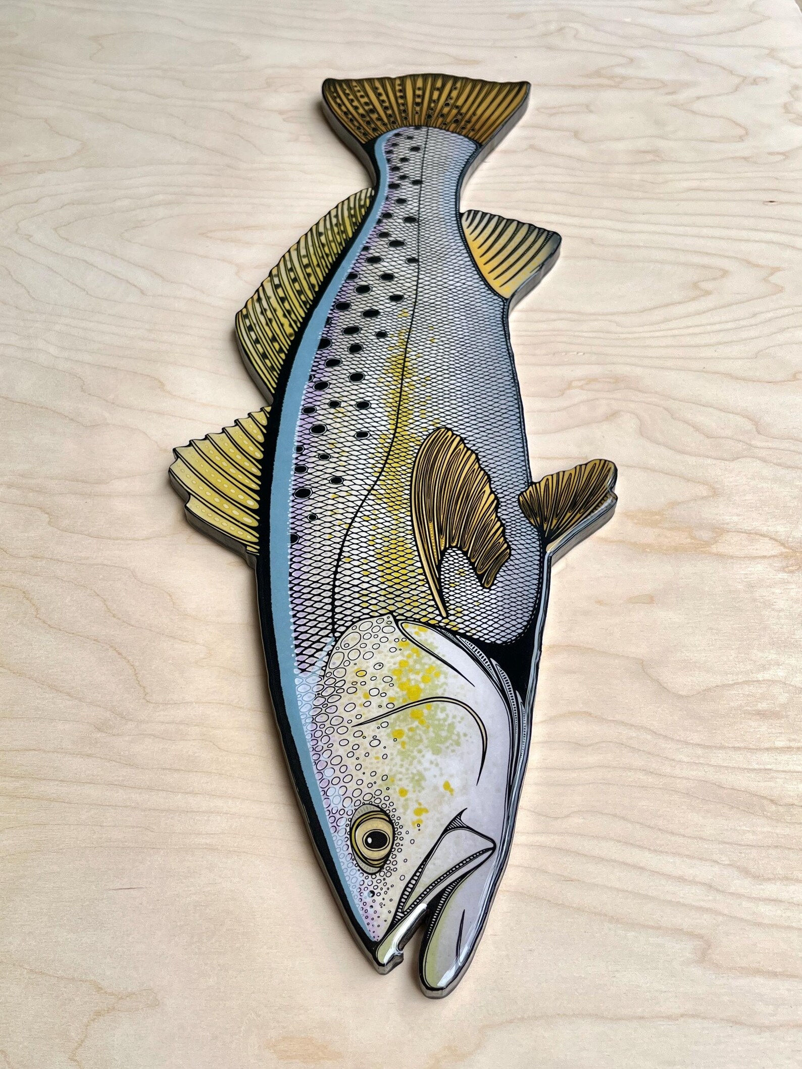 Speckled Trout || Fish Print Mount Wall Art || Hand Drawn Southern and ...