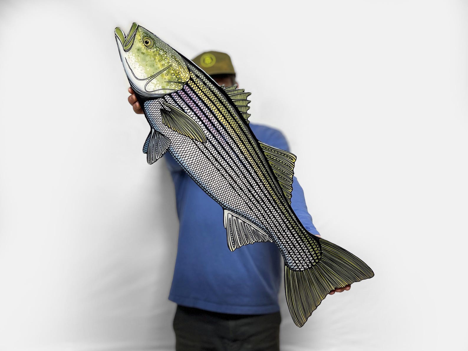 Striped Bass || Fish Print Mount Wall Art || Hand Drawn Nautical and ...