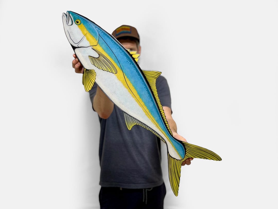 Yellowtail || Fish Print Mount Wall Art || Hand Drawn Nautical and ...