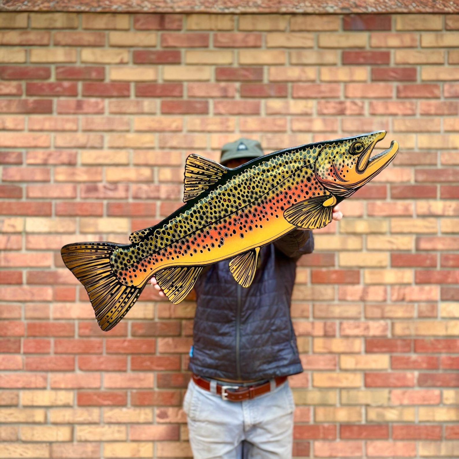 Brown Trout || Fish Print Mount Wall Art || Hand Drawn Lodge and Cabin ...