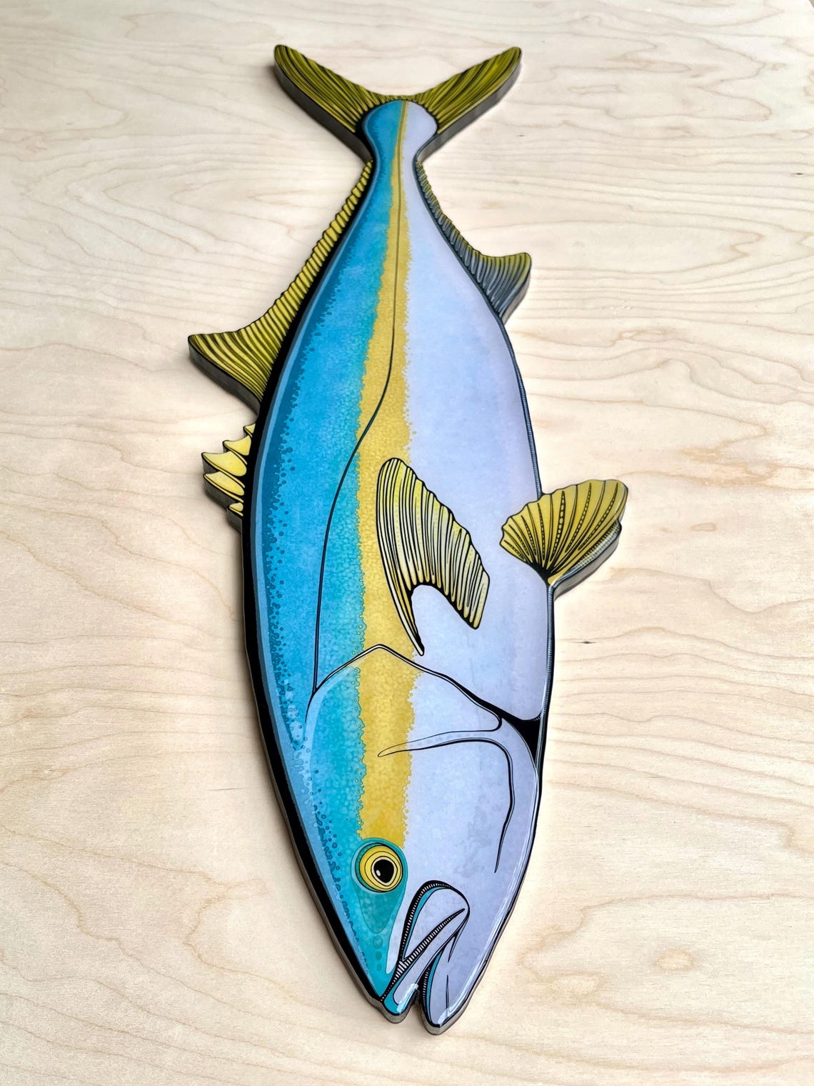 Yellowtail || Fish Print Mount Wall Art || Hand Drawn Nautical and ...