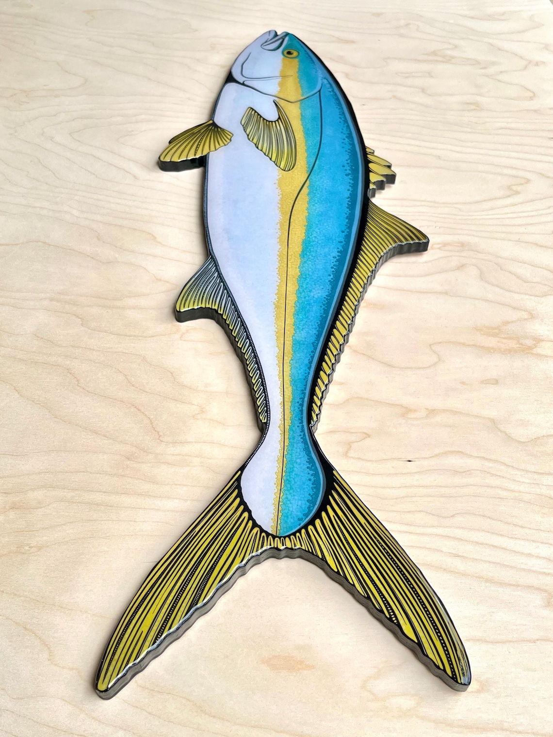 Yellowtail || Fish Print Mount Wall Art || Hand Drawn Nautical and ...