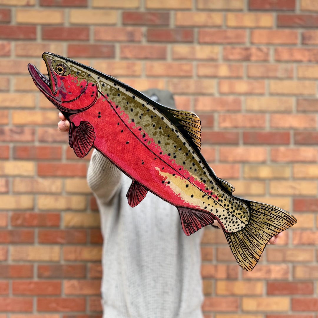 Greenback Cutthroat || Fish Print Mount Wall Art || Hand Drawn Lodge ...