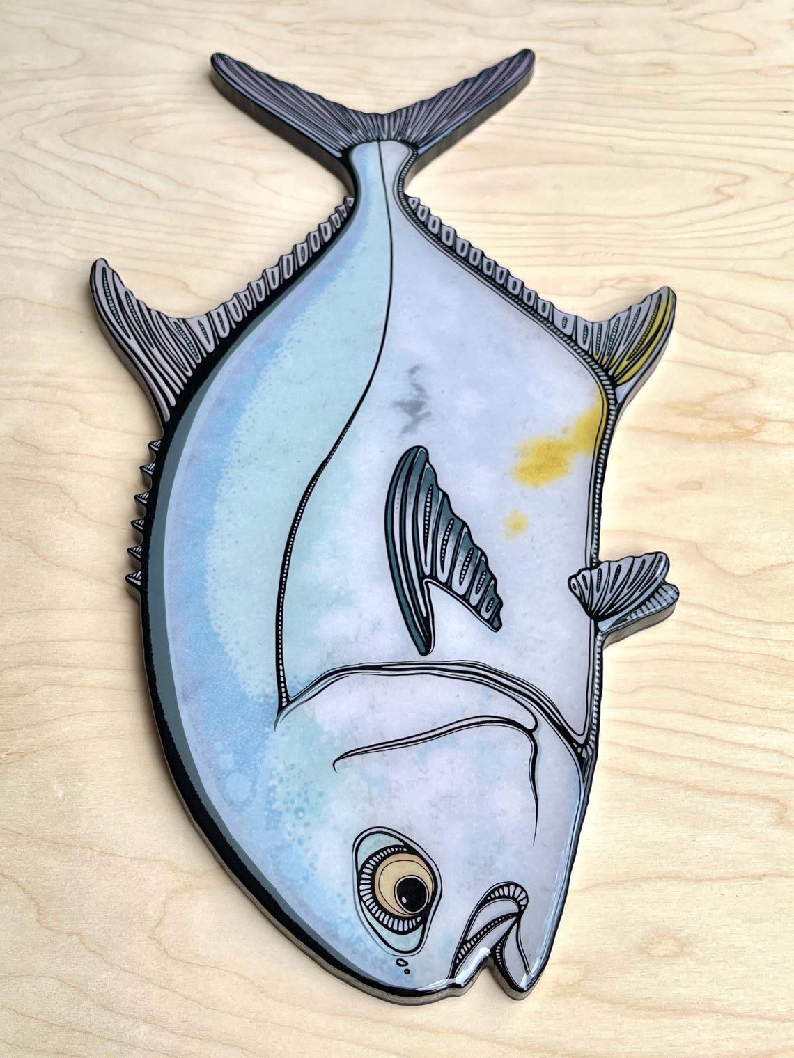 Permit || Fish Print Mount Wall Art || Hand Drawn Nautical and Coastal ...