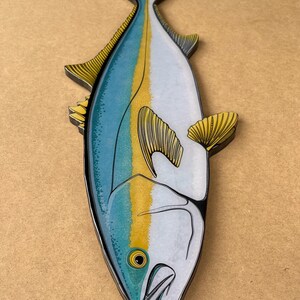 Yellowtail || Fish Print Mount Wall Art || Hand Drawn Nautical and ...