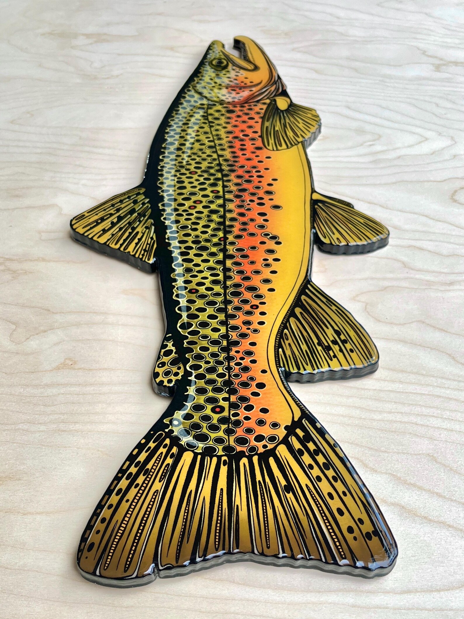 Brown Trout || Fish Print Mount Wall Art || Hand Drawn Lodge and Cabin ...