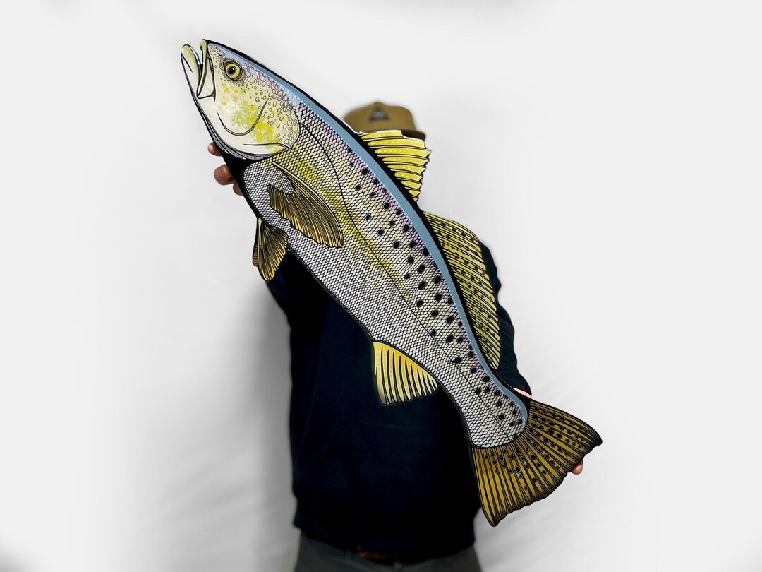 Speckled Trout || Fish Print Mount Wall Art || Hand Drawn Southern and ...