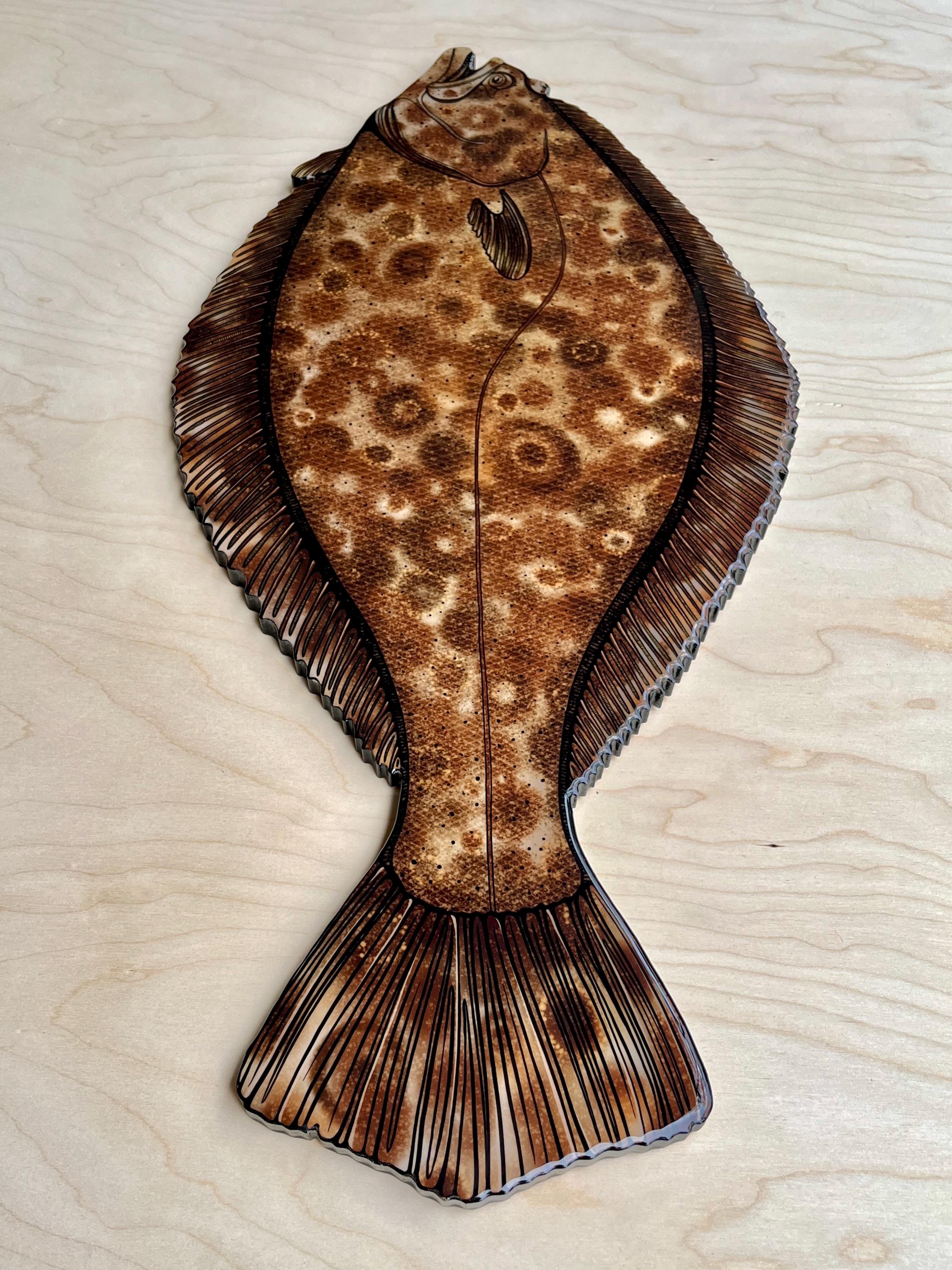 Fluke || Fish Print Mount Wall Art || Hand Drawn Nautical and Coastal ...