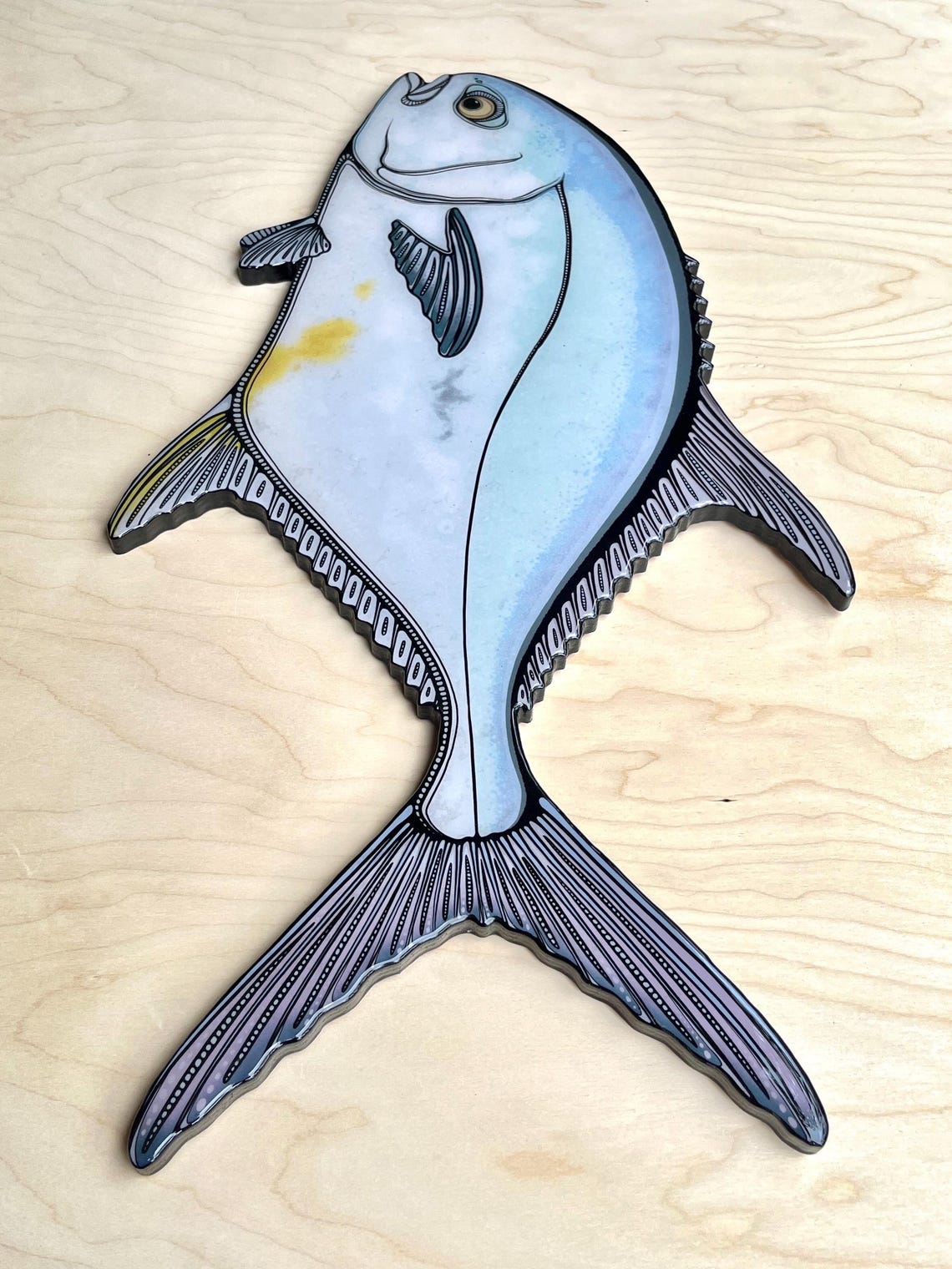 Permit || Fish Print Mount Wall Art || Hand Drawn Nautical and Coastal ...