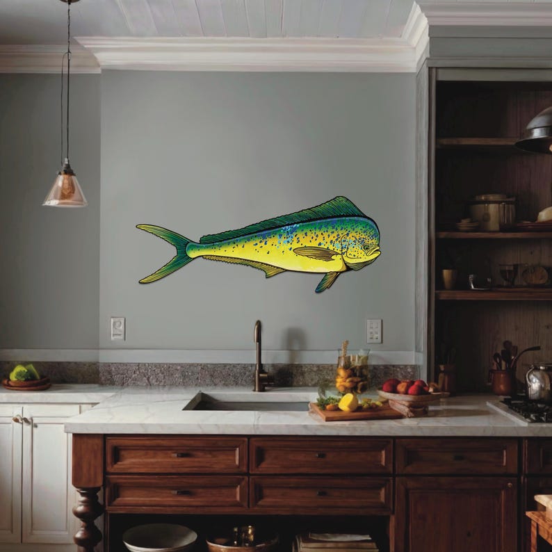 Mahi Mahi || Fish Print Mount Wall Art || Hand Drawn Nautical and ...