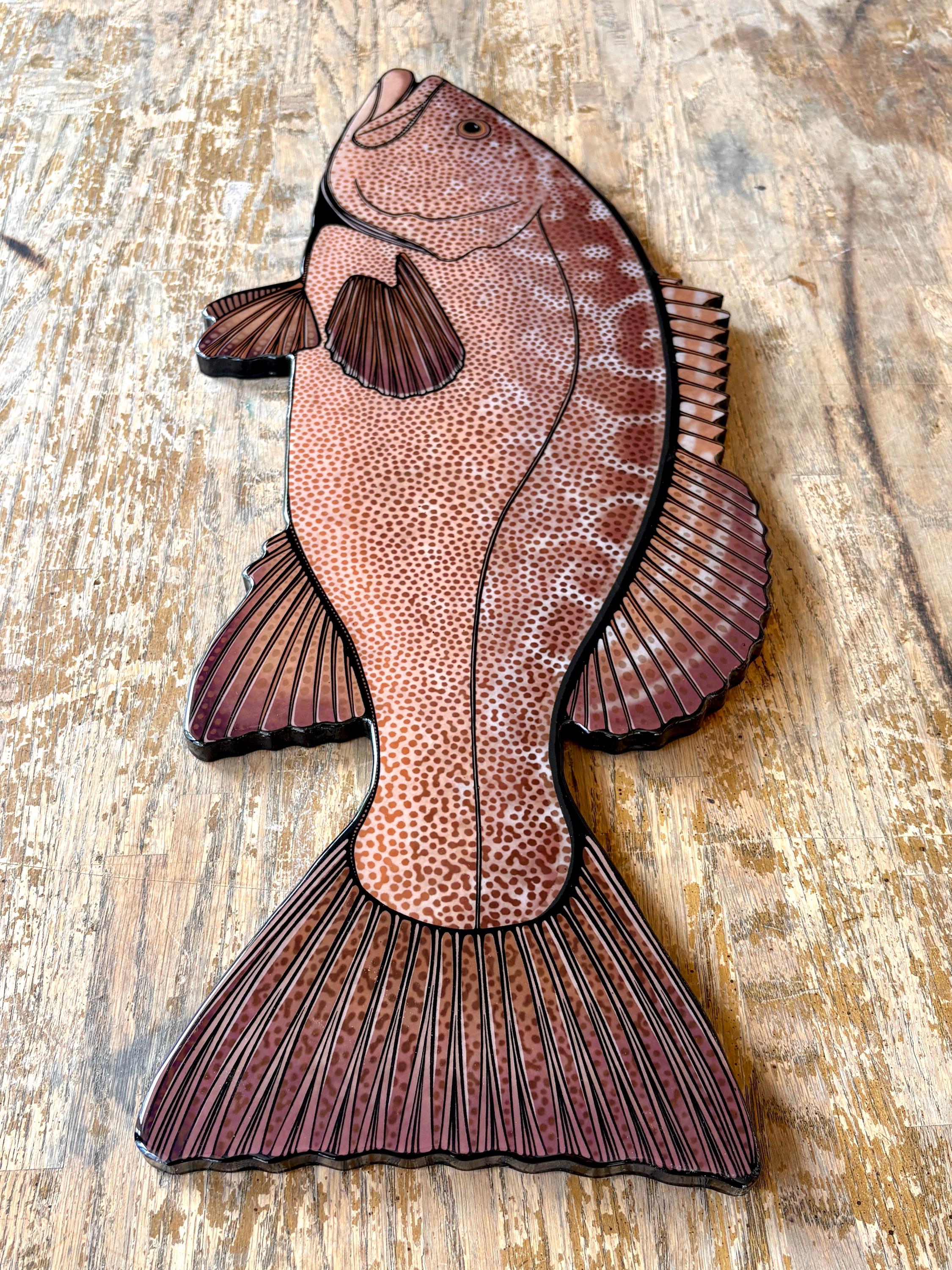 Leopard Grouper || Fish Print Mount Wall Art || Hand Drawn Nautical and ...