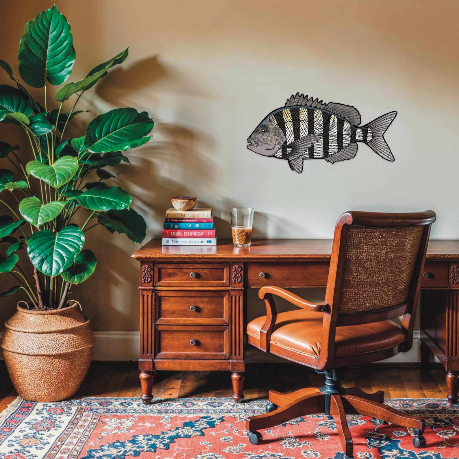 Sheepshead || Fish Print Mount Wall Art || Hand Drawn Nautical and ...