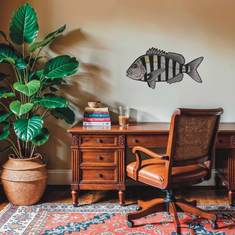 Sheepshead || Fish Print Mount Wall Art || Hand Drawn Nautical and ...