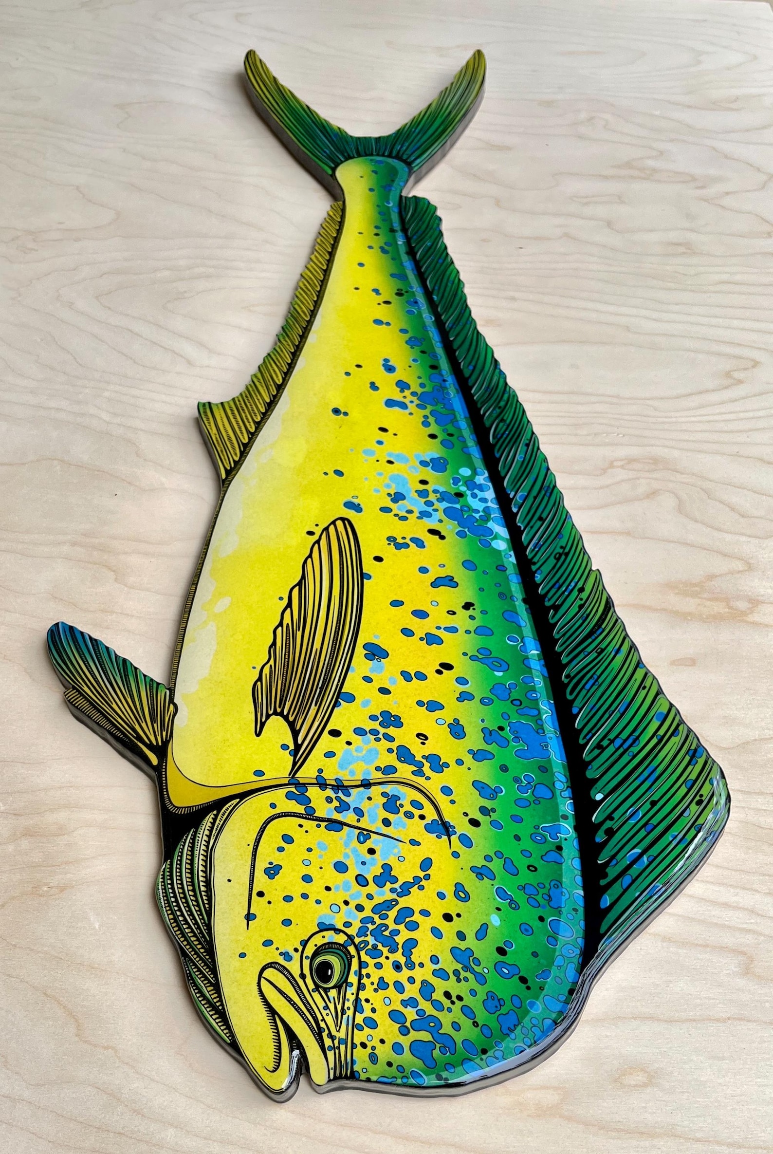 Mahi Mahi || Fish Print Mount Wall Art || Hand Drawn Nautical and ...