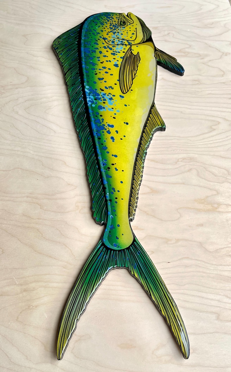 Mahi Mahi || Fish Print Mount Wall Art || Hand Drawn Nautical and ...