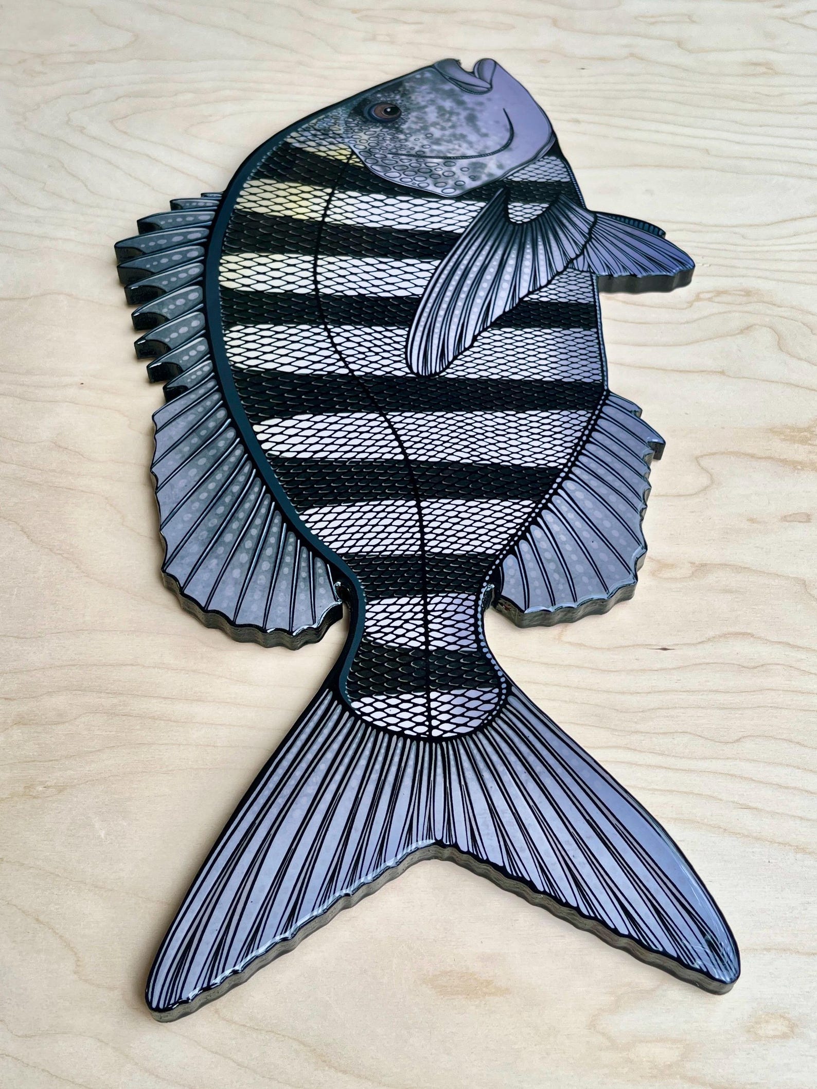 Sheepshead || Fish Print Mount Wall Art || Hand Drawn Nautical and ...