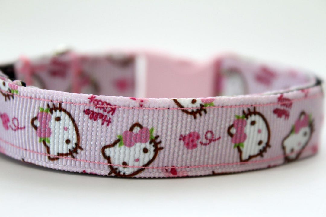 CAT COLLAR 1/2 Inch Kitten Collar Gift Pink Flower Girl Kitten New Fur ...