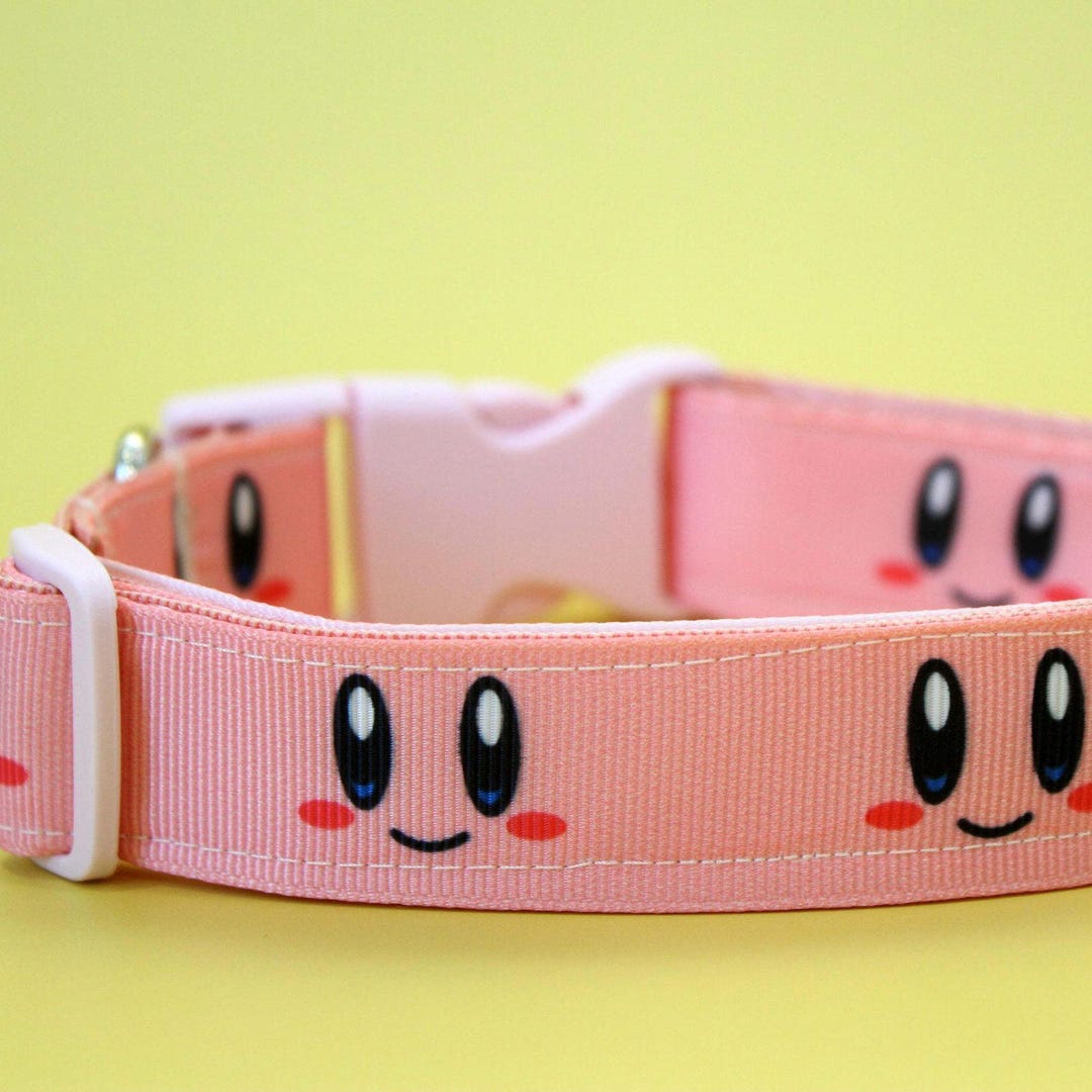 DOG COLLAR Kirby Face Collar Kirby Dog Gift Pink Girl Dog Collar Gift ...