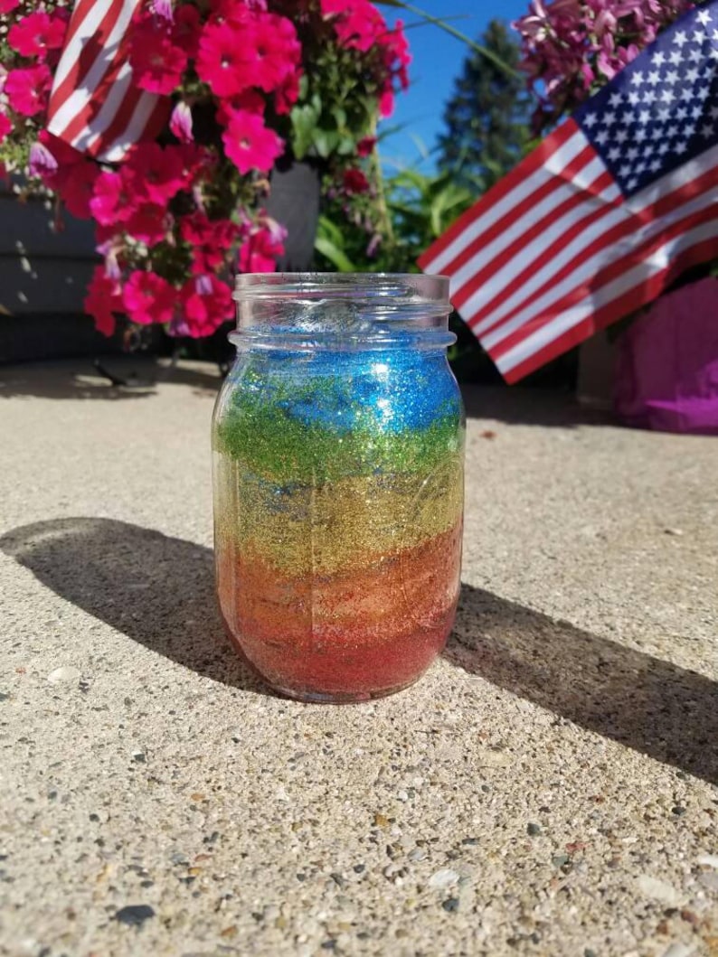 Rainbow Mason Jars Rainbow Candle Holder Glitter Mason Jar - Etsy