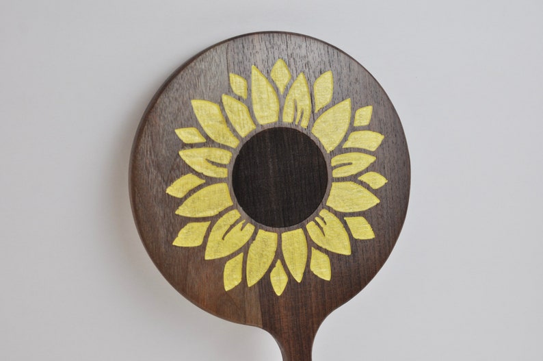 Painted Engraved Sunflower Wood Hand Mirror - Etsy
