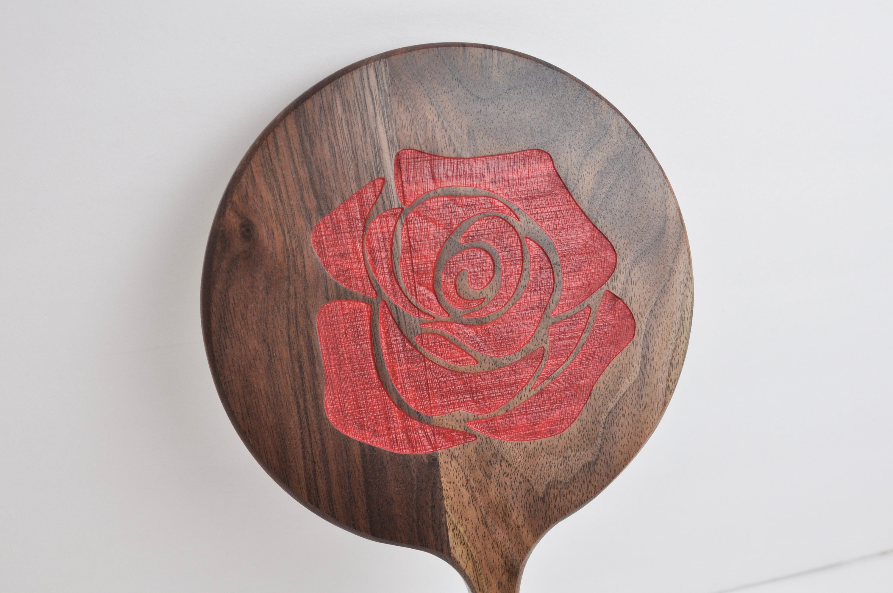 Painted Engraved Red Rose Wood Hand Mirror - Etsy
