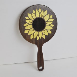 Painted Engraved Sunflower Wood Hand Mirror - Etsy
