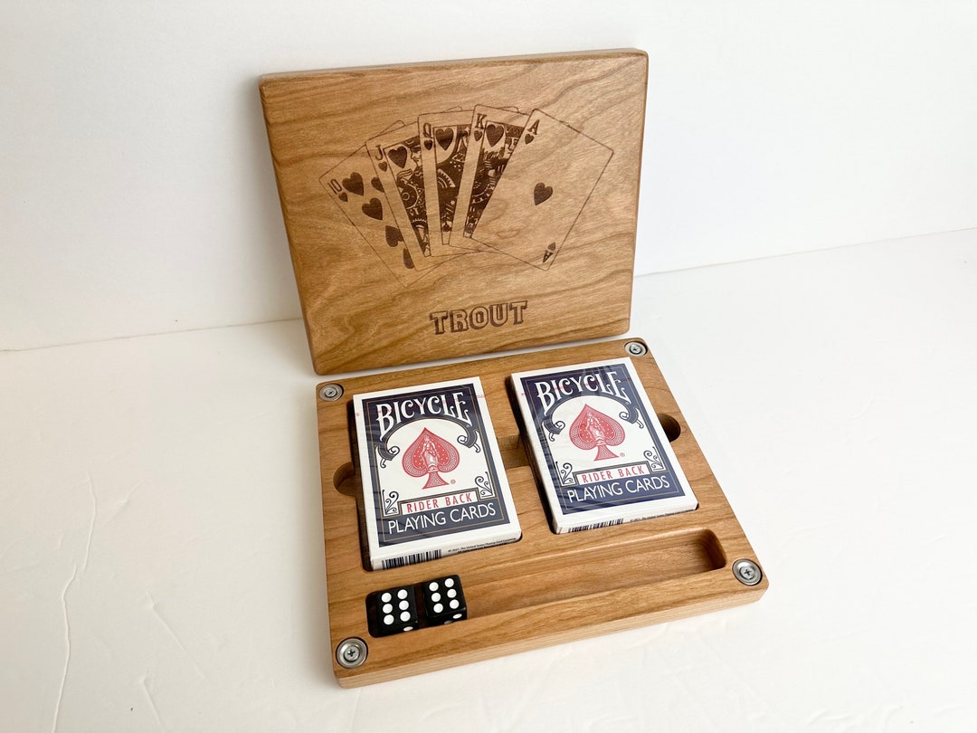 Custom Engraved Double Deck Wood Playing Card Box | Deck Box | Card Box ...