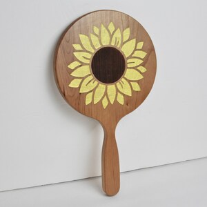Painted Engraved Sunflower Wood Hand Mirror - Etsy