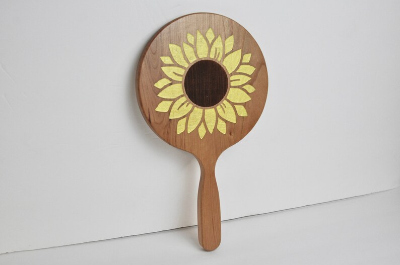 Painted Engraved Sunflower Wood Hand Mirror - Etsy