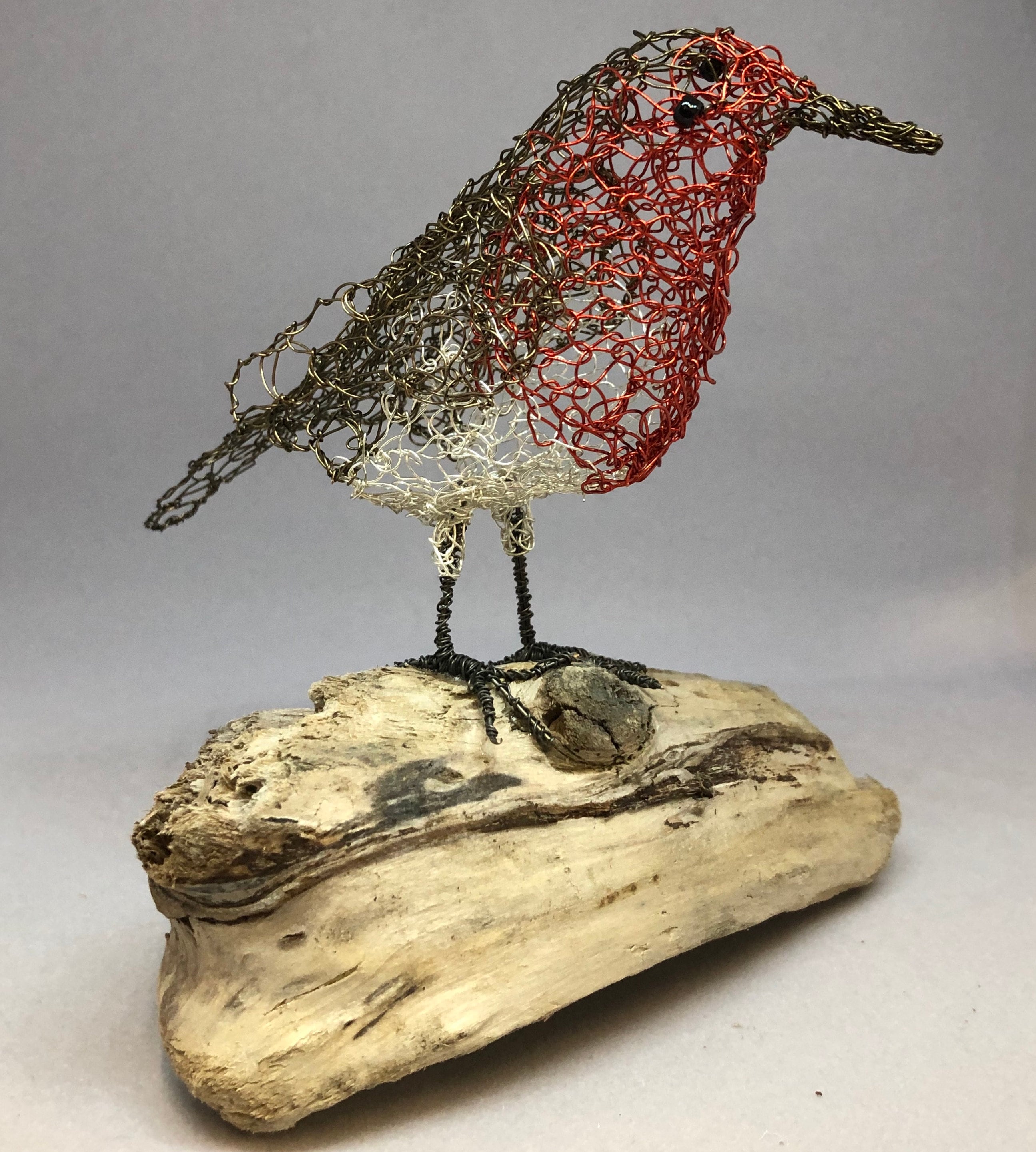 Standing Hand Knitted Wire Robin - Etsy UK