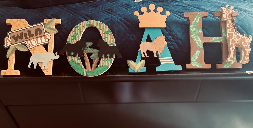 Safari/animal Themed Wooden Letters - Etsy
