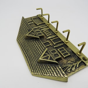 Key Holder for 5 Keys / Solid Brass Wall Decor / Vintage Brass / House ...
