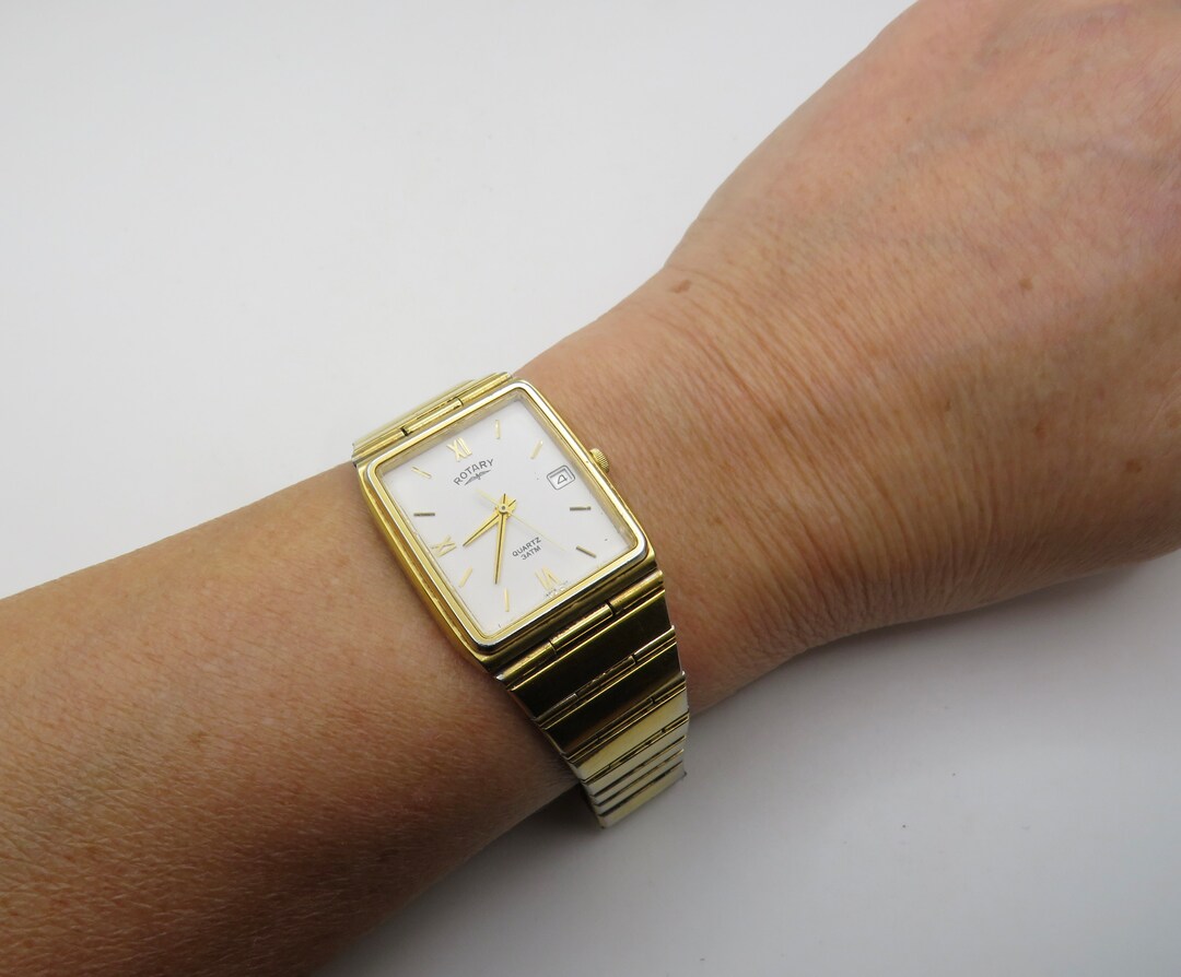 Vintage Rectangle Watch / Rotary Tank Watch / 7.8 Wrist Max / Gold ...