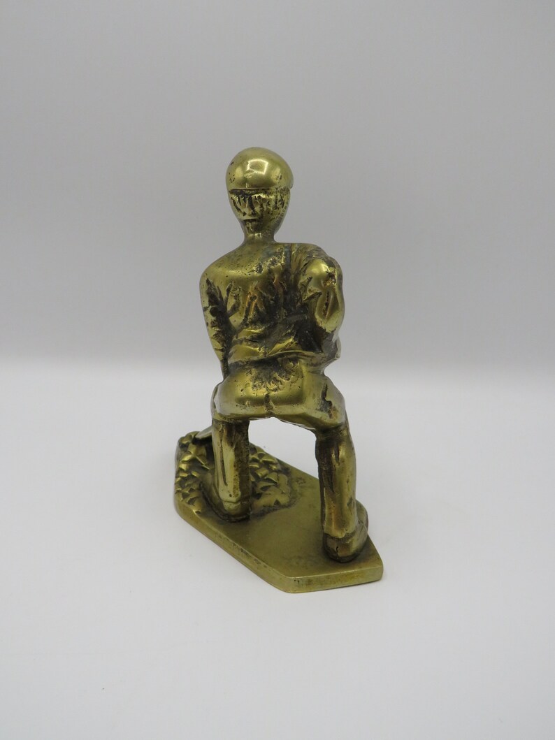 Vintage Brass Miner / Heavy Solid Brass Model Figure of A Coal Miner ...