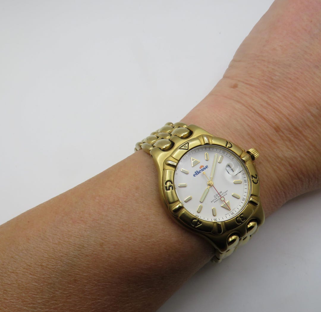 Vintage Sports Watch / Gold 80s Gift for Him / Vintage Ellesse Watch ...