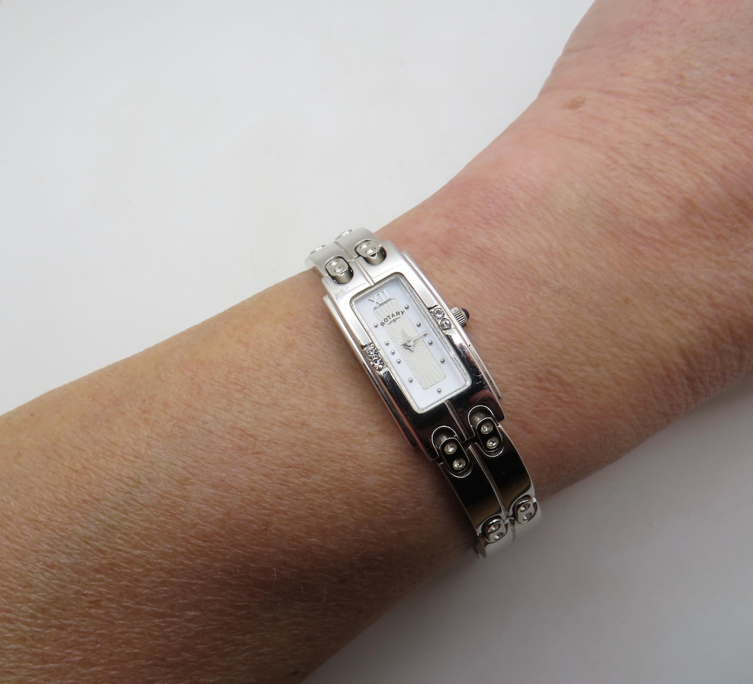 Rectangle Watch / Silver Watch / Rotary Tank Watch / Womens Watch ...