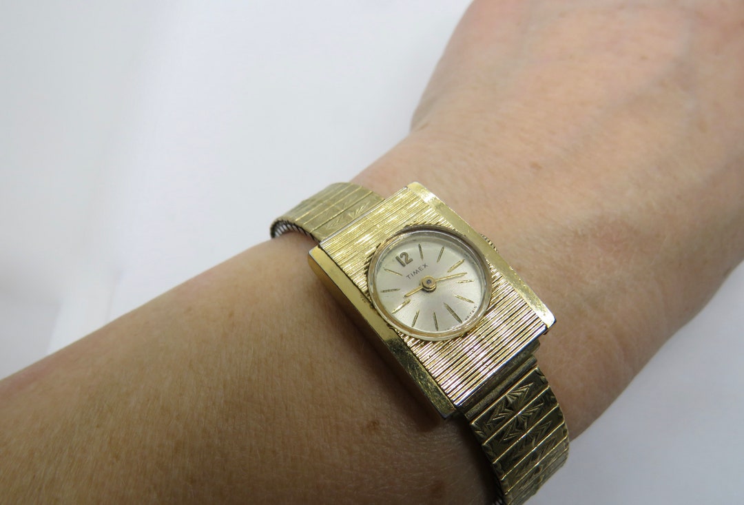 Vintage Timex Tank Watch / Square Watch / Jewels / Winding Watch / Gold ...