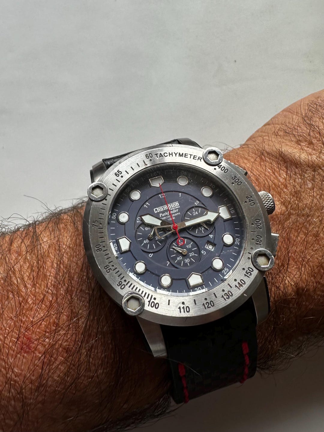 Vintage Sports Chronograph Watch / Pathfinder / Oversized Dial Gents ...