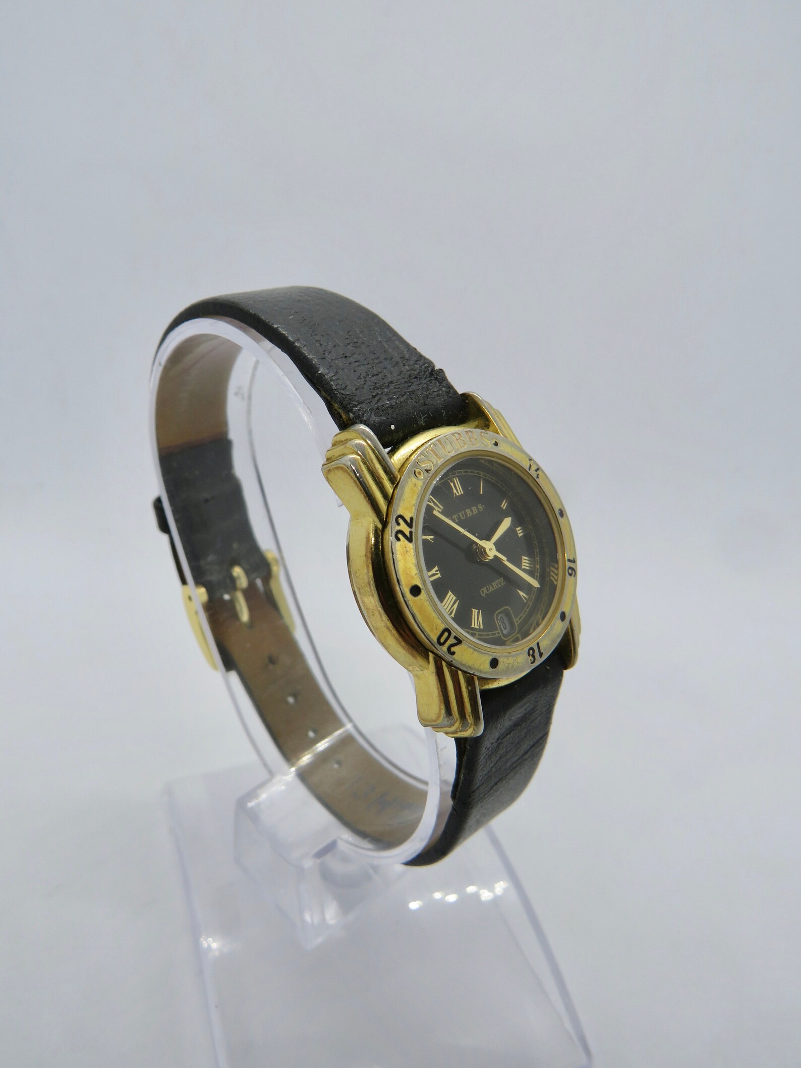 Vintage Watch / Stubbs Dress Watch / Black Dial Quartz Watch / Ladies ...