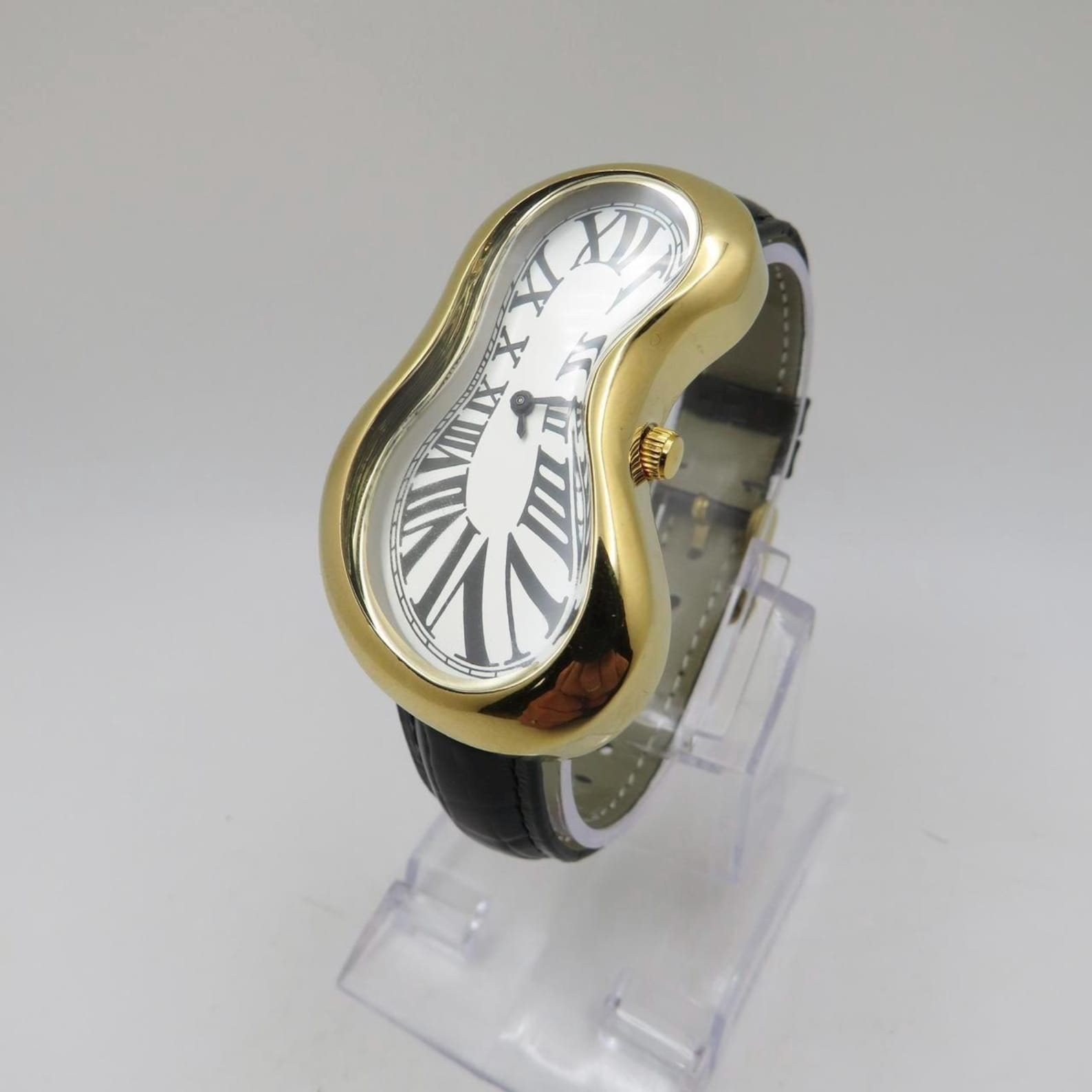 Salvador Dali Melting Watch: Gold & Black Croc Strap, Pintime Geneve ...