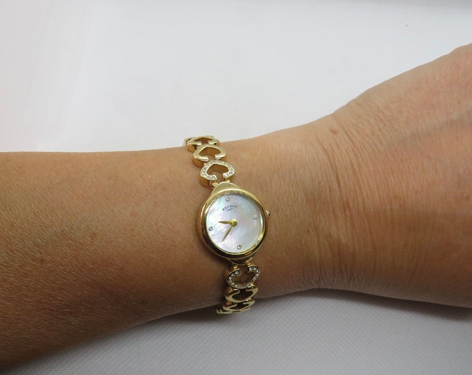 Vintage Heart Gold Rotary Watch / Mother of Pearl Watch / Small Dial ...