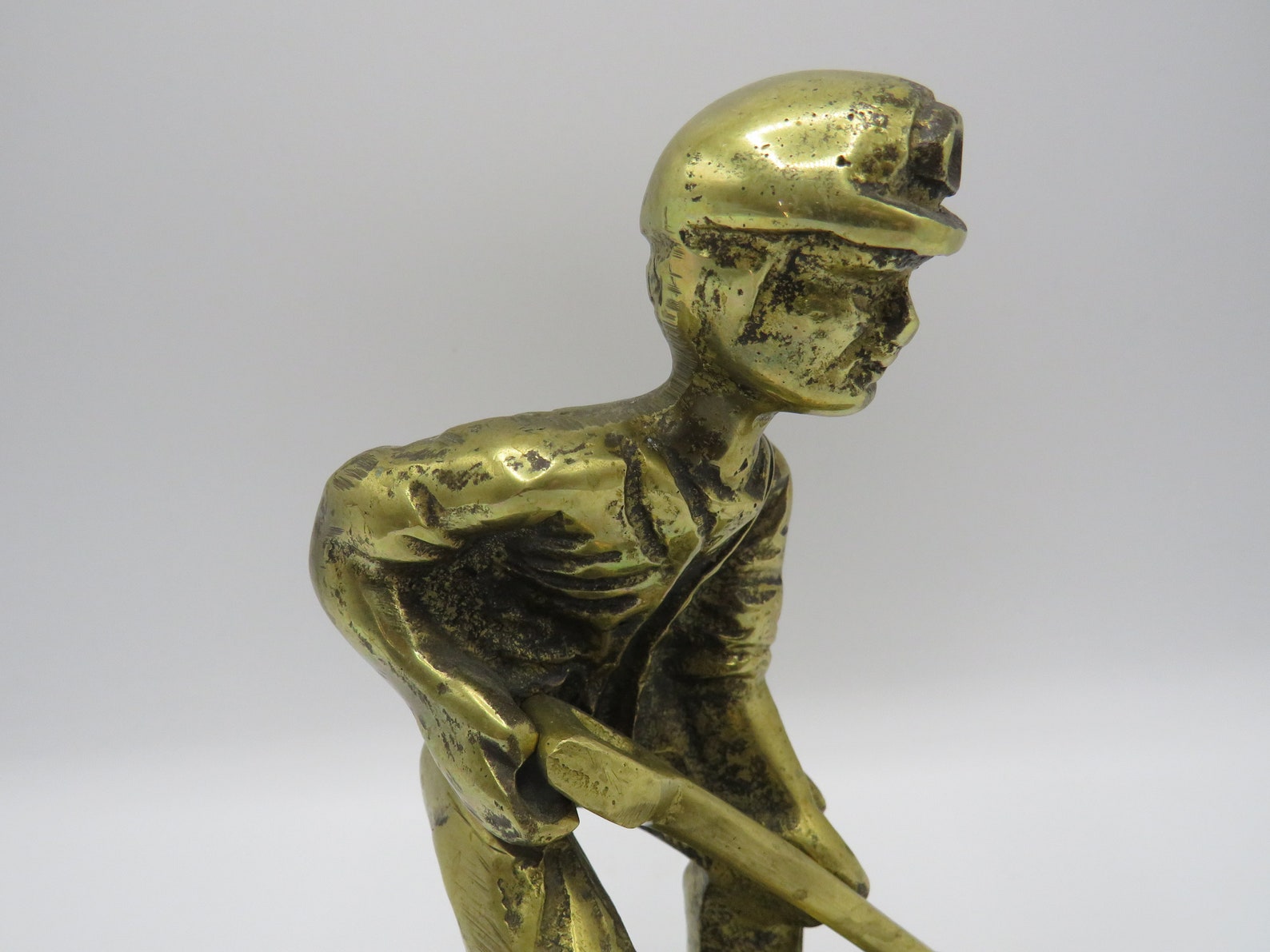 Vintage Brass Miner / Heavy Solid Brass Model Figure of A Coal Miner ...