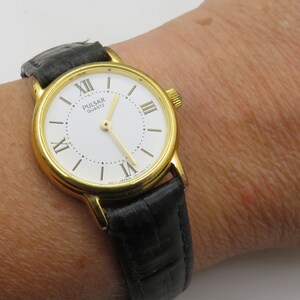 Vintage Pulsar by Seiko Sports Watch / Black Leather Strap / Vintage ...