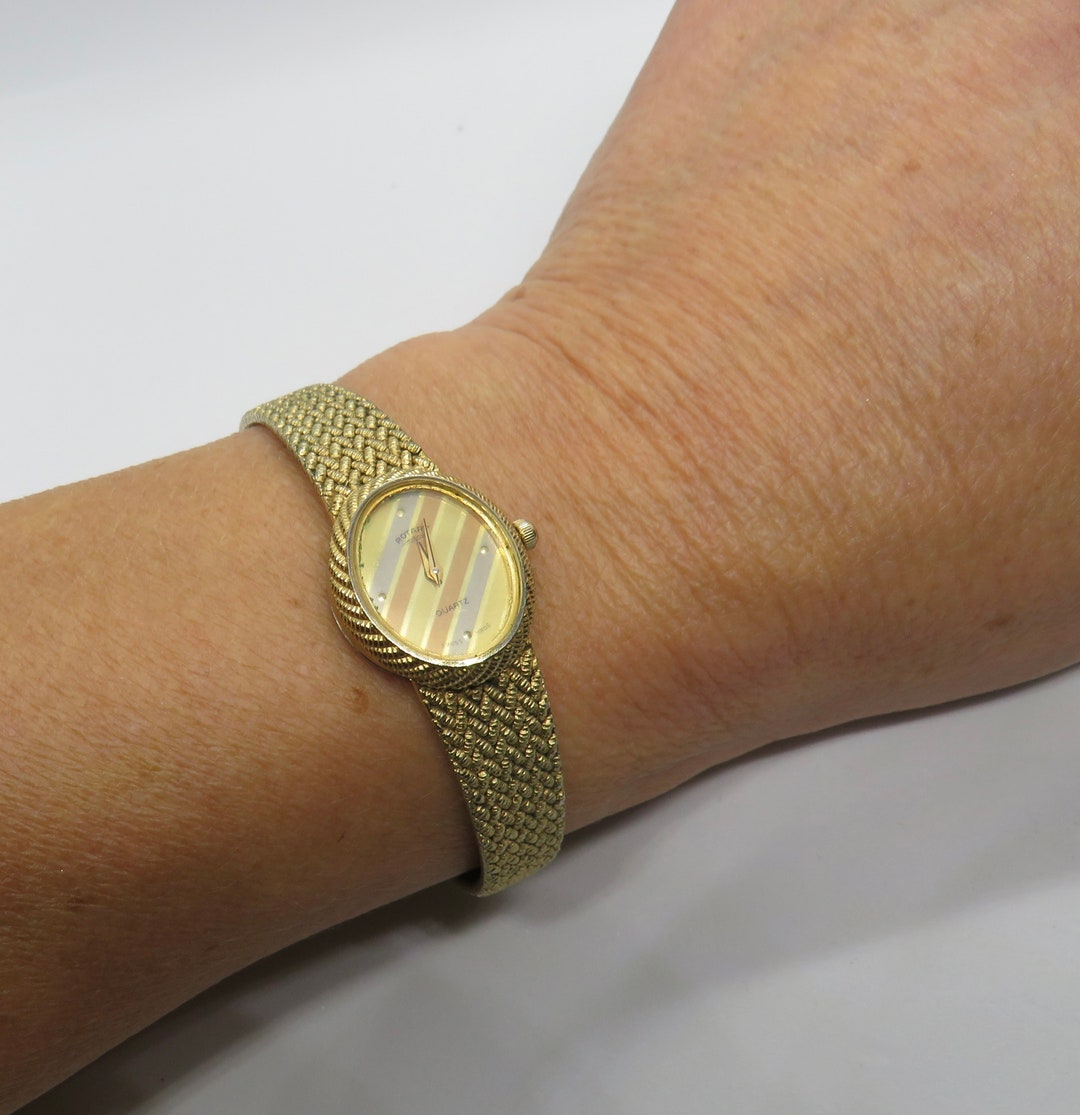 Vintage Rotary Gold Plated Dress Watch 6.8" Wrist Size / Gold Quartz ...