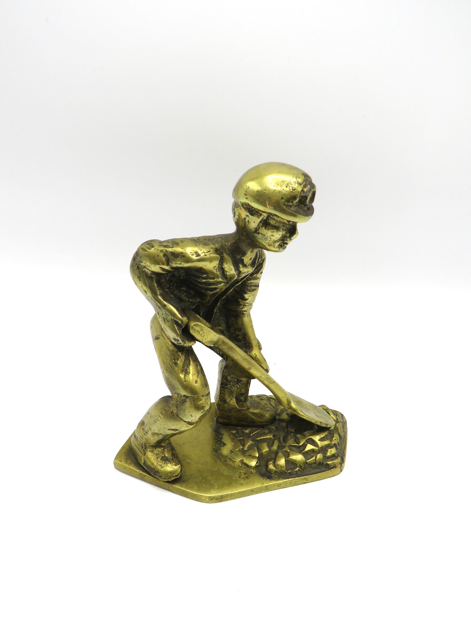 Vintage Brass Miner / Heavy Solid Brass Model Figure of A Coal Miner ...